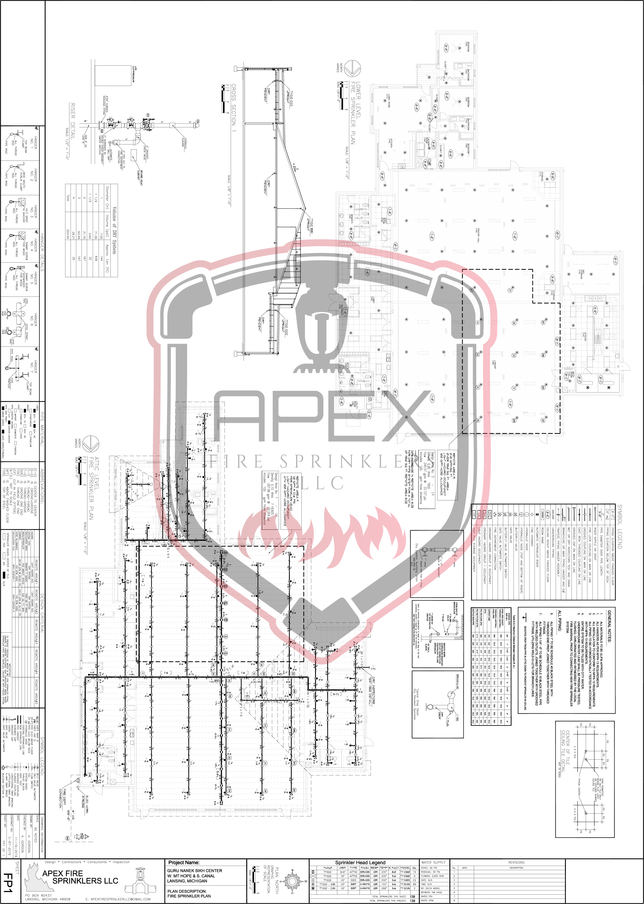 Apex Fire Sprinklers, LLC | Blueprint designs of our work
